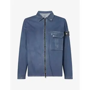 Stone Island Denim Hand Sprayed Reflective Cotton Jacket - Slate Blu