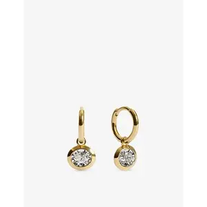 Monica Vinader Oval 18ct Vermeil And Lab Grown Diamond Huggie Earrings - Gold