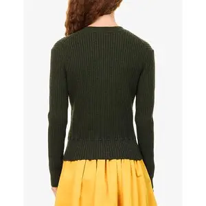 Max Mara Round-neck Rib-knit Wool Cardigan