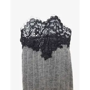 Maje Lace-trim Stretch Cotton-blend Ankle Socks
