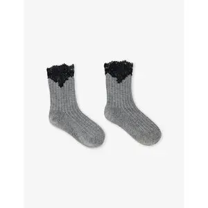 Maje Lace-trim Stretch Cotton-blend Ankle Socks