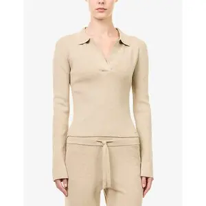 ADANOLA Collar Long-sleeve Knit Top