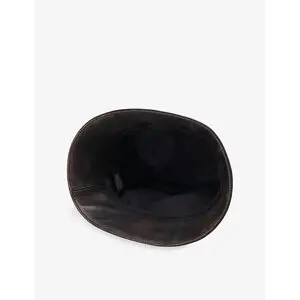 Maje Logo-appliqué Distressed Leather Bucket Hat