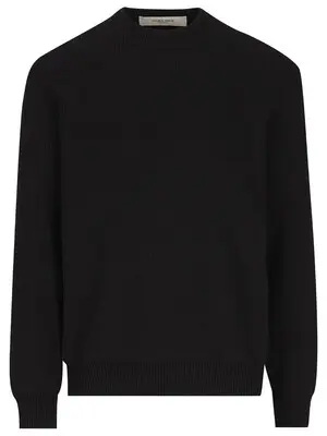 GOLDEN GOOSE Ribbed Crew Neck Sweater With Back Logo Patch - Black