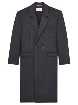 Saint Laurent Brushed Wool Double-faced Coat - Grey