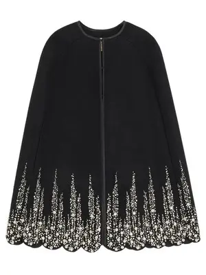 Valentino Garavani Embroidered Compact Drap Cape - Black