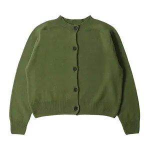 MARGARET HOWELL Small Crew Neck Cardigan 'wheatgrass - Green