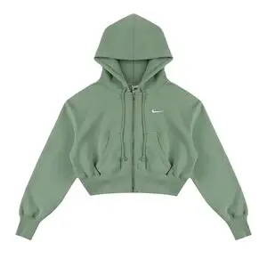 Nike Nsw Phoenix Fleece Loose Fz Cropped Hoodie 'steam/sail - Green