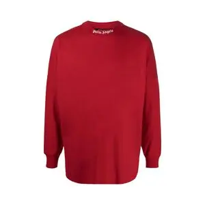 Palm Angels Classic Logo Over Tee Long-sleeve /white - Red