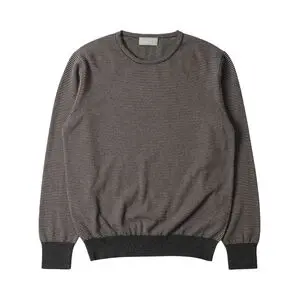 MARGARET HOWELL Feeder Stripe Crew Merino Cashmere 'taupe/charcoal - Tan