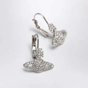 VIVIENNE WESTWOOD Grace Bas Relief Earrings In Platinum Brass With Crystals