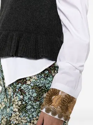 Dries Van Noten Chloris Cotton Shirt With Embellished Cuffs - White