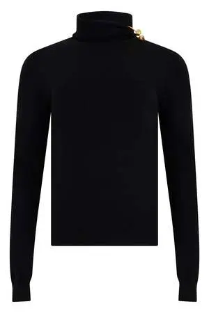 Alberta Ferretti High-neck Wool-silk-cashmere Sweater - Black