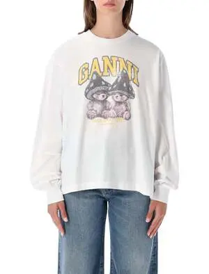 GANNI Graphic Long-sleeve T-shirt - Bianco
