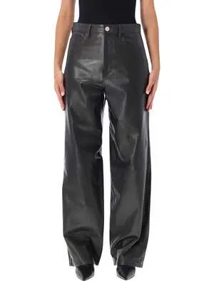RÓHE Wide-leg Leather Trousers - Grigio