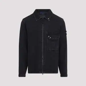 Stone Island Inspired Cotton Shirt Jacket - Black