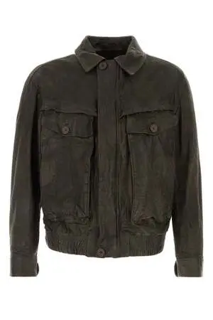 SALVATORE SANTORO Ovine Leather Bomber Jacket For - Brown