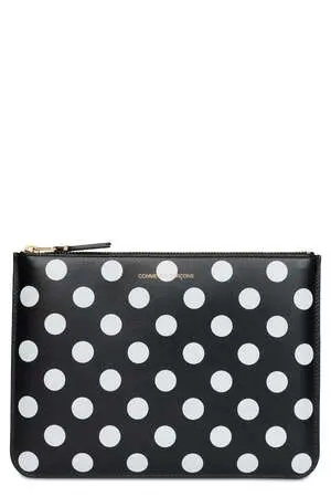 Comme Des Garçons Polka Dot Mini Zip Wallet - Black
