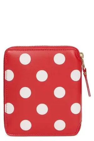 Comme Des Garçons Mini Polka Dot Zip Wallet - Red