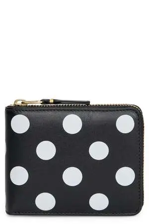 Comme Des Garçons Polka Dot Zip Wallet - Black