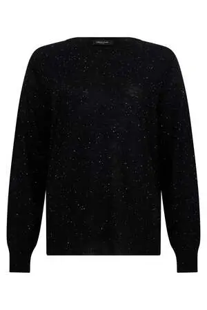 Fabiana Filippi Wool Crewneck Sweater With Contrast Details And Long Sleeves - Black
