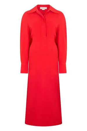 Victoria Beckham Floor-length Midi Dress With Long Sleeves