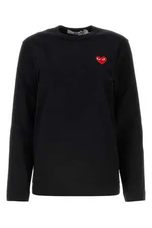 Play Comme Des Garcon Play Heart Cotton T-shirt For - Black