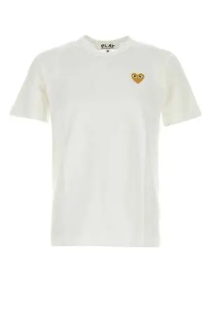 Play Comme Des Garcon 100% Cotton T-shirt With Play Graphic Emblem - White