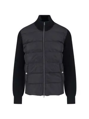 Herno Hybrid Down Puffer Jacket With Knit Sleeves - Black