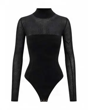 Elisabetta Franchi Long Sleeve High Neck Bodysuit - Nero