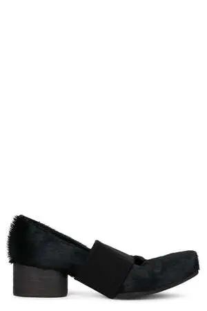 UMA WANG Fur-trimmed Leather Slippers - Black