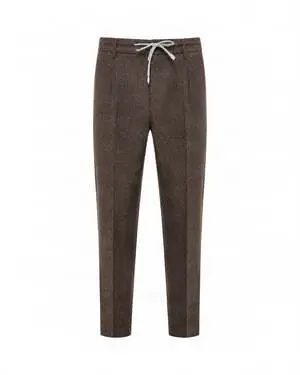 Eleventy Wool-blend Drawstring Trousers - Moro