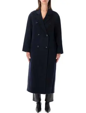 Loulou De Saison Double-breasted Wool-cashmere Overcoat - Navy Melange