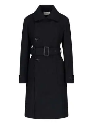 LEMAIRE Belted Wool-blend Long Coat - Black