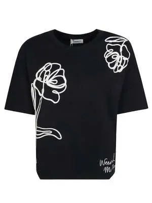 Max Mara Embroidered Flower T-shirt - Nero
