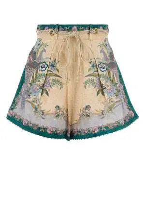 Zimmermann Linen Indra Mini Shorts - Printed