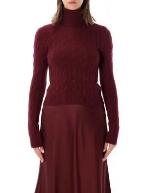 Ralph Lauren Cable-knit Turtleneck Sweater - Bordeaux