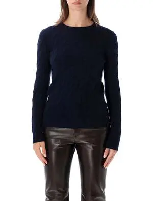 Ralph Lauren Rib-knit Crewneck Cable-knit Cashmere Jumper - Blu