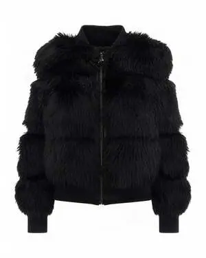 Patrizia Pepe Faux Fur Zip-up Jacket - Nero