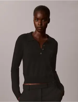 Calvin Klein Extra Fine Merino Polo Shirt - Black