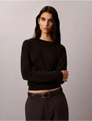 Calvin Klein Merino Wool Blend Crewneck Sweater - Black
