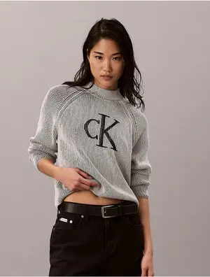 Calvin Klein Monogram Graphic Rib Sweater - Black Combo