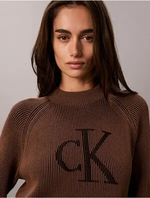 Calvin Klein Monogram Graphic Rib Sweater - Cacao Combo