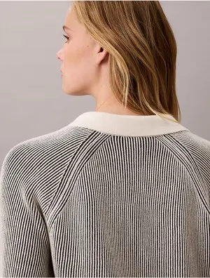 Calvin Klein Bicolor Rib Monogram Polo Sweater