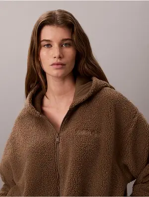 Calvin Klein Sherpa Zip Hoodie - Shitake