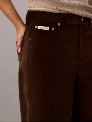 Calvin Klein Corduroy Wide Leg Pants - Brown Cork