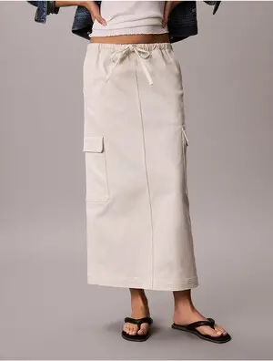 Calvin Klein Cotton Twill Cargo Skirt