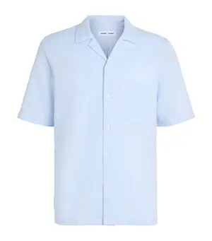 SAMSØE SAMSØE Organic Cotton Jacquard Saoscar Shirt - Blue