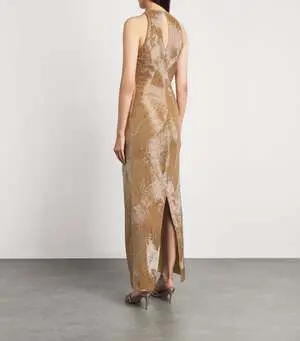 CLIO PEPPIATT Embellished Halterneck Maxi Gown - White
