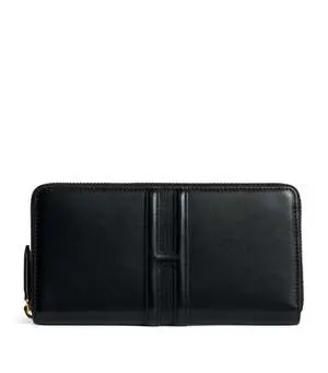 Harrods Large Leather Zip-around Wallet - Black